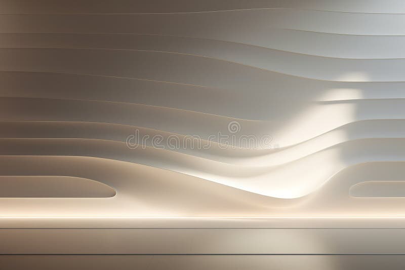 Mock Up with Minimalist White Panels, Play of Lights, Hidden Lighting ...