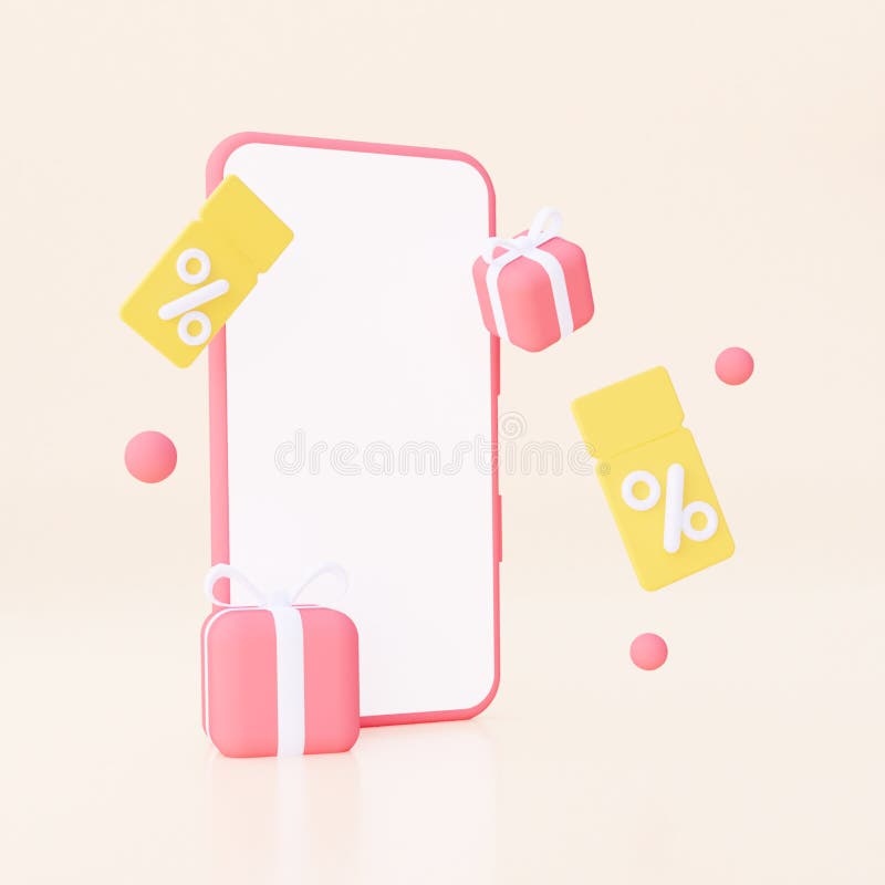 A Mock-up of a Mobile Phone with a Gift and a Coupon. a Smartphone with ...