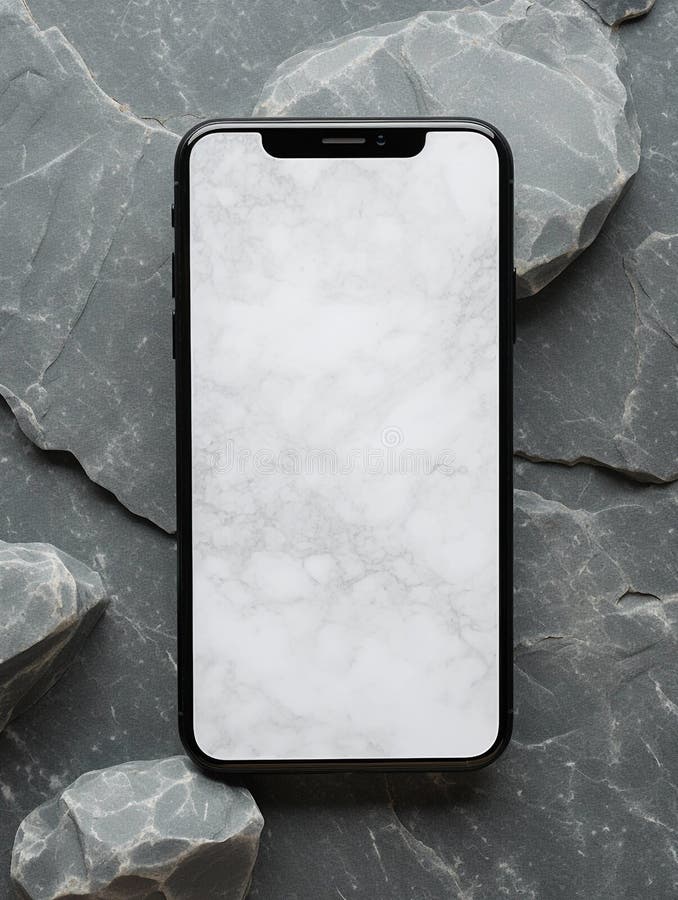 Mock Up for the Mobile Phone Screen on Stone Wall Texture. Stock ...