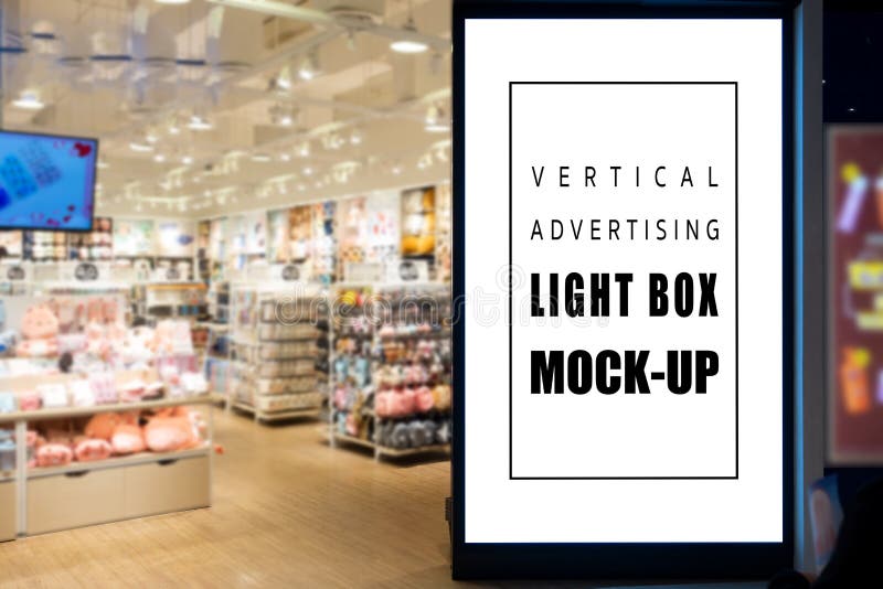 Mock Up Light Box on the Wall in Shopping Mall Stock Photo - Image of ...
