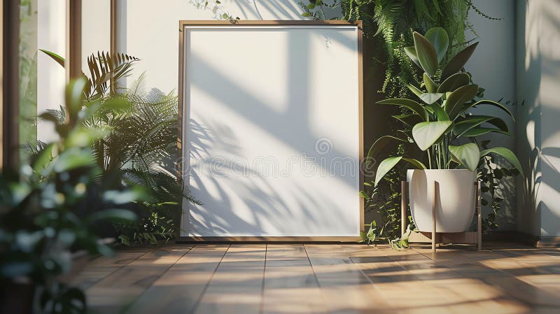 Mock Up of a Picture Frame in Modern Interior. Stock Illustration ...