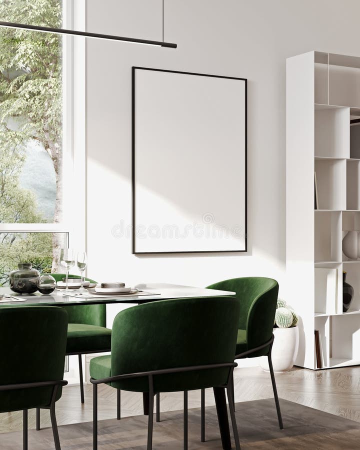 Mock Up Poser with Dining Table, 3d Illustration Stock Illustration ...