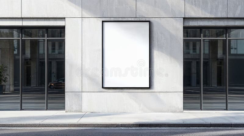 Mock-up of a Poster Affixed To the Smooth Light-grey Concrete Cladding ...