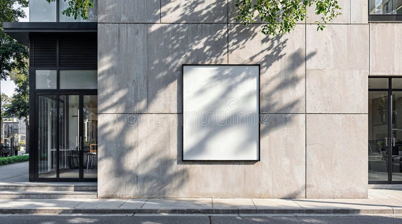 Mock-up of a Poster Affixed To the Smooth Light-grey Concrete Cladding ...