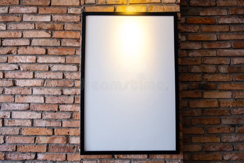 Mock Up Poster on Brick Wall. Template Display for Your Adverting or ...