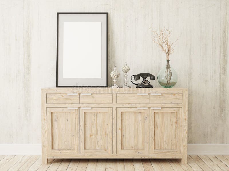 Mock Up Poster on the Chest. Stock Illustration - Illustration of wall ...