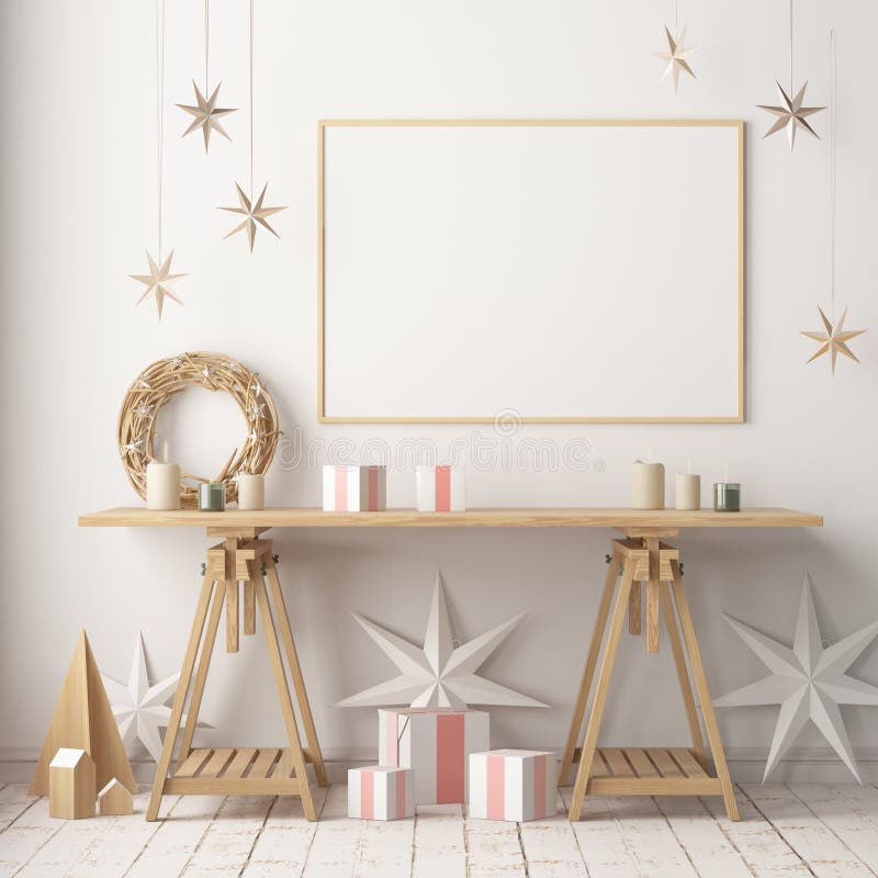 Mock Up Poster with Abstract Christmas Time, Stock Illustration ...