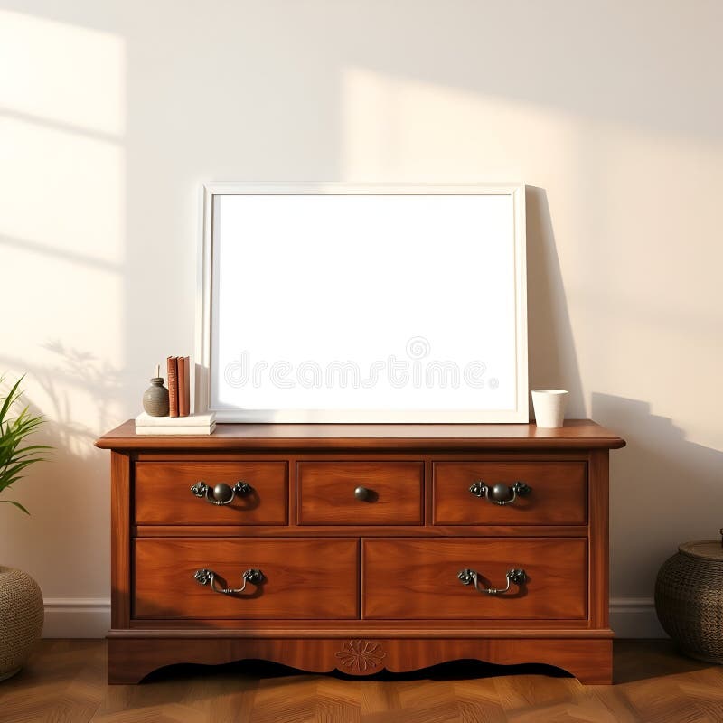 Mock Up Poster Frame on Chest of Drawers Interior Template Stock ...