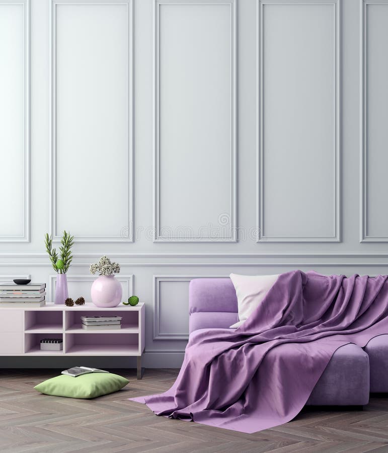 Mock Up Poster Frame in Classic Style in Pink Colors, 3D Render, 3D ...