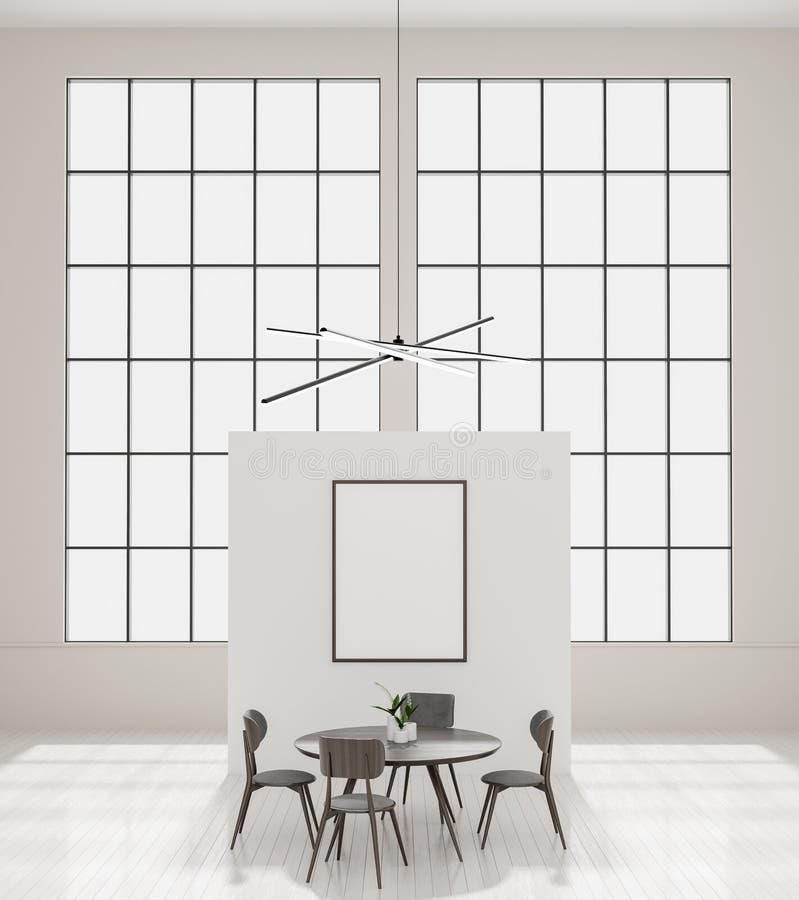 Mock Up Poster Frame in Modern, Spacious Dining Room. Minimalist Dining ...