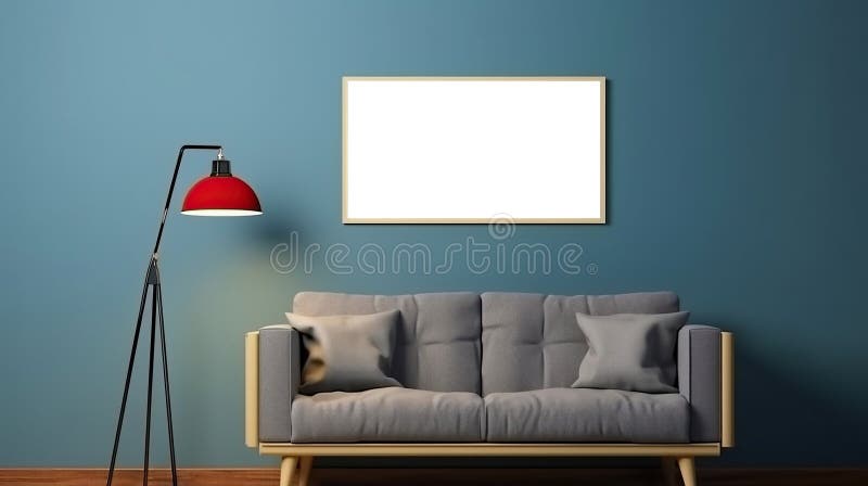 Mock Up Poster Frame with Spotlight on Wall. Generative Ai Stock ...