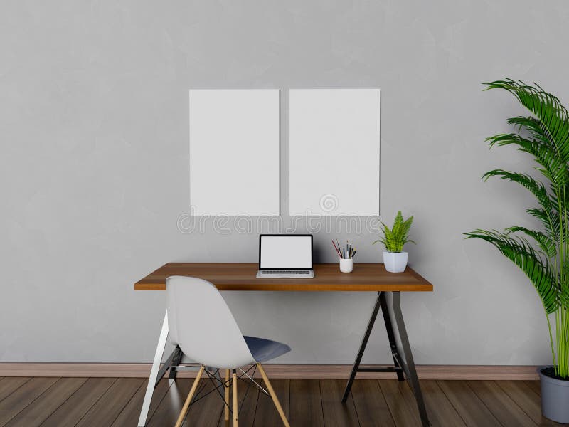 Mock Up Poster in Work Place Stock Illustration - Illustration of ...