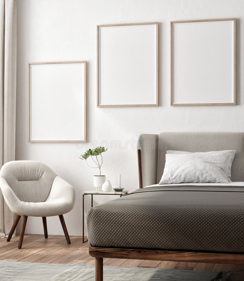 Three Mock Up Posters in Living Room, Interior Mock Up Design for ...