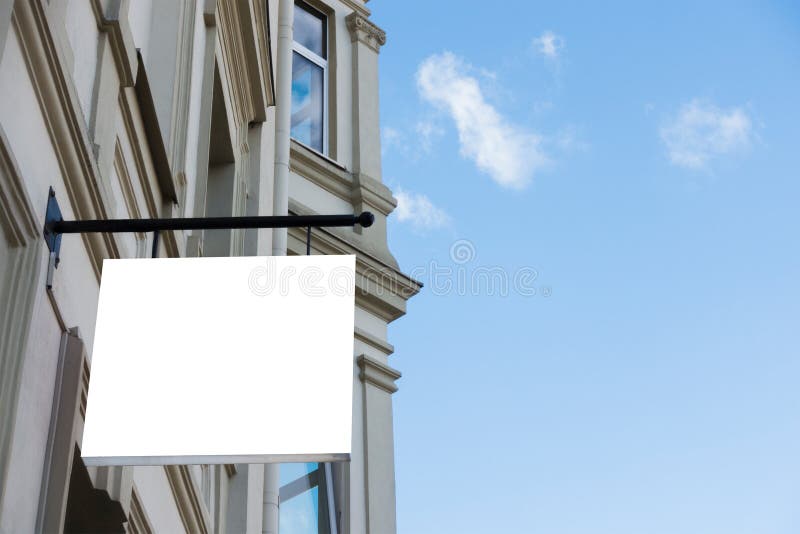 Mock Up. Rectangular Shape Signboard on the Wall Stock Photo - Image of ...