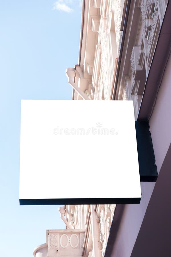 Mock Up. Rectangular Shape Signboard on the Wall Stock Photo - Image of ...