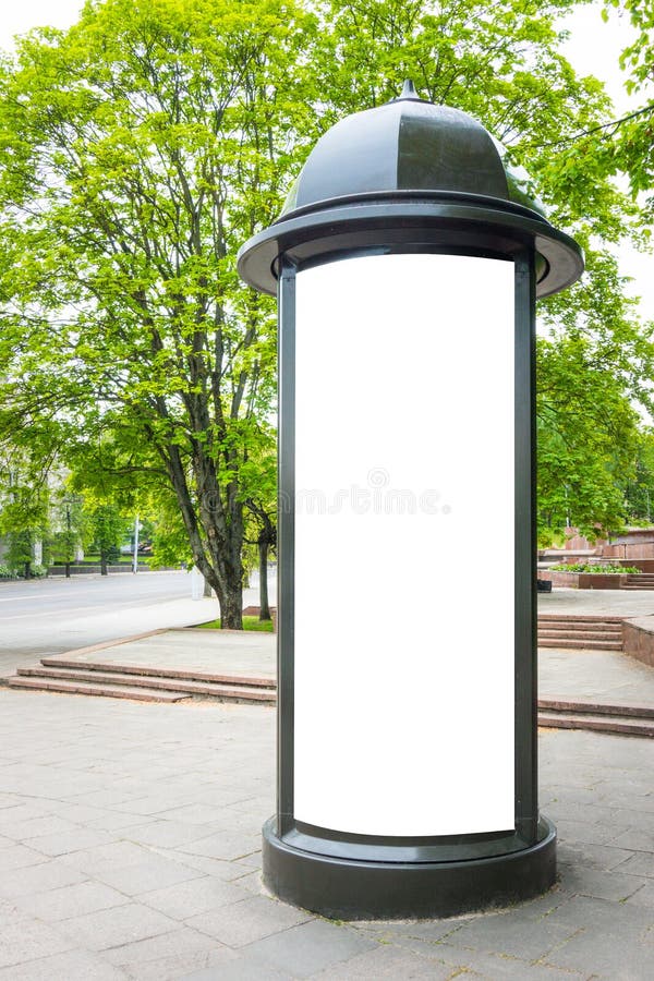 Mock Up Retro Style Street Advertising Column Stand Sidewalk Stock ...