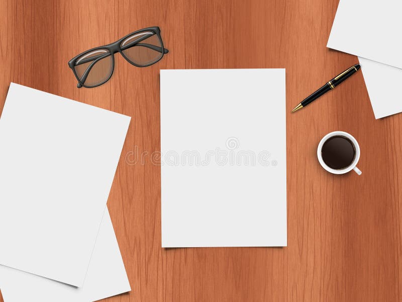 Mock Up Scene - Desk Top View - Realistic Illustration of Desk with ...