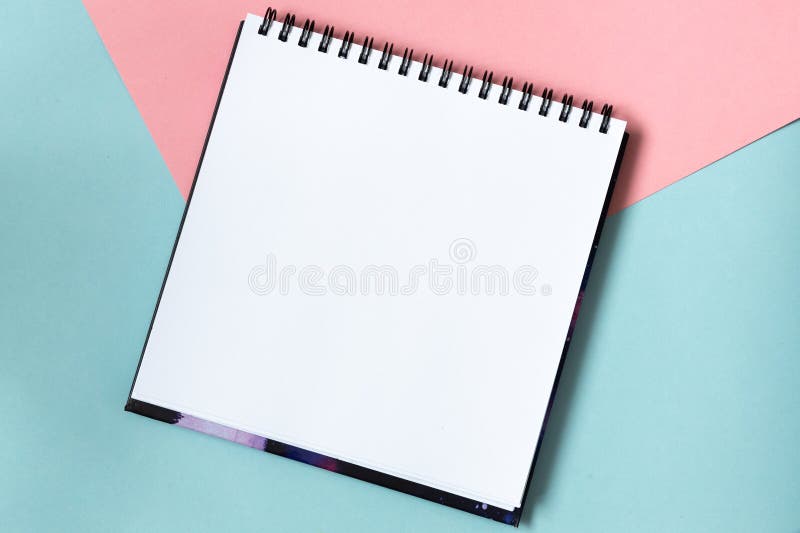 Clean Sheet of Notebook Close Up, Ballpoint Pens Close Up Lie on a ...