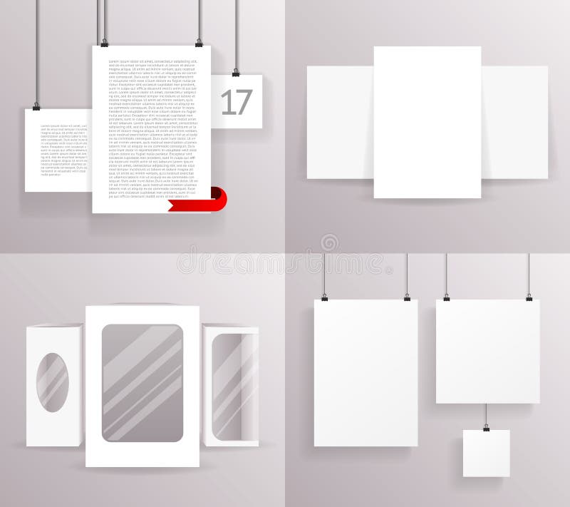 Mock Up Set Frames Boxes Paper Big Little Realistic Text Poster Icon ...