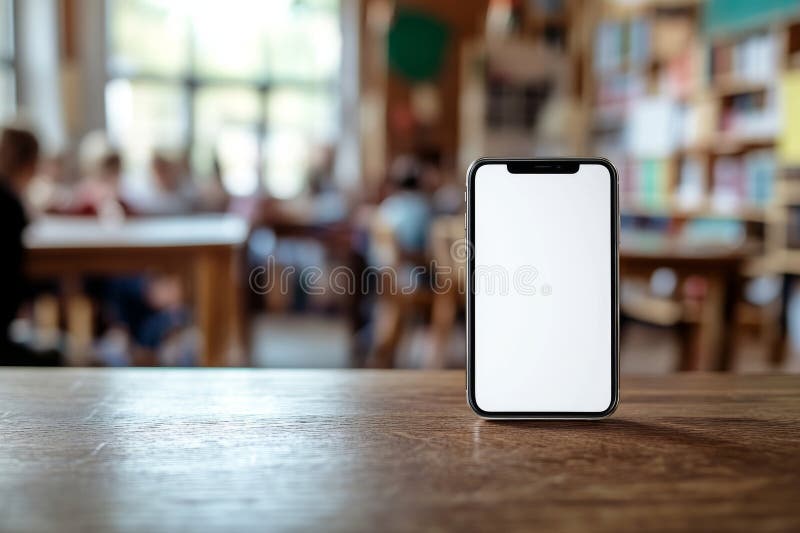 A Mock-up Setup Featuring a Smartphone with a Blank Screen on a ...