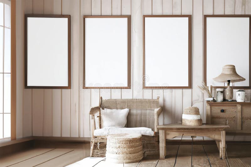 Mock Up of Shabby Chic Wall Photo Frame , Home Decor, Front View, Ai ...