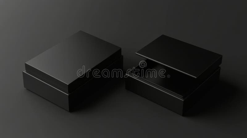 Mock-up Showing a Closed and Opened Product Box in Black Stock ...