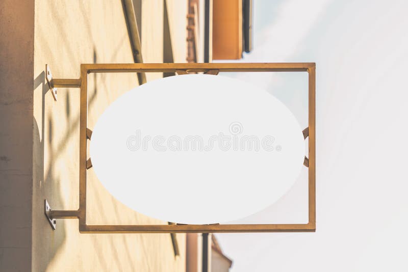 Mock Up Sign. Blank White Rounded Signage on a Building Wall Stock ...
