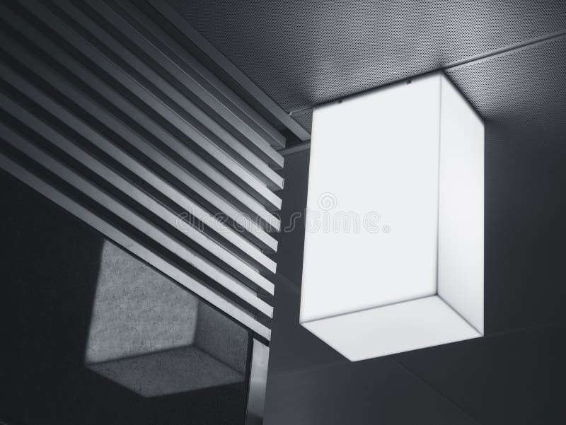 Mock Up Sign Logo Shop Front Light Box Signage Hanging Stock Image ...