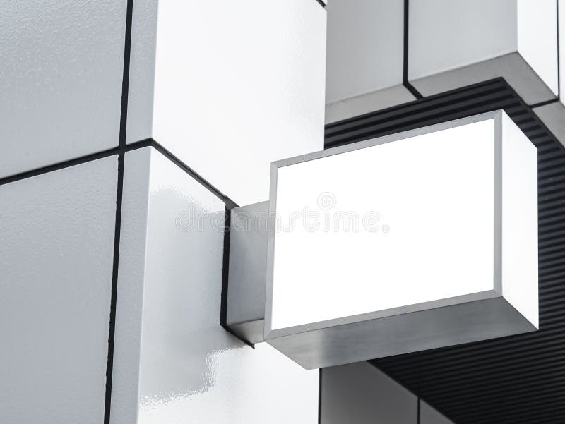 Mock Up Square Sign Modern Signage Shop Front Stock Photo - Image of ...