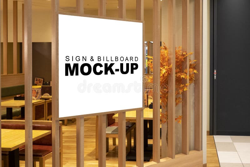 Mock Up Signboard on Panel of Japanese Restaurant Stock Photo - Image ...