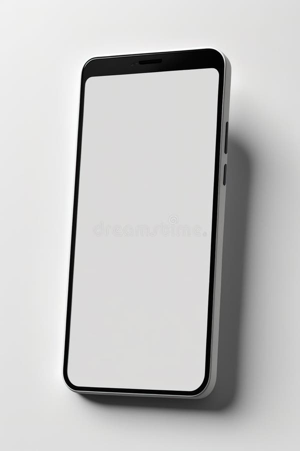 Mock-up Smart Phone Empty Screen Front View on White Background Stock ...