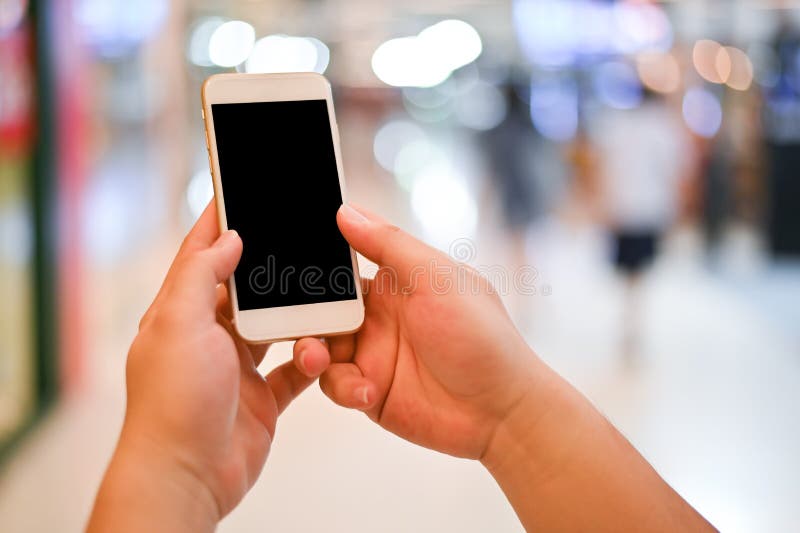 Mockup Smartphone Mobile on Hands Stock Photo - Image of screen, light ...