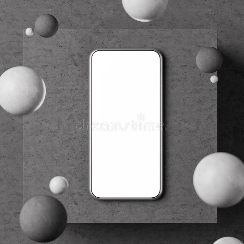 Mock Up Smartphone Screen on Stone Stock Illustration - Illustration of ...