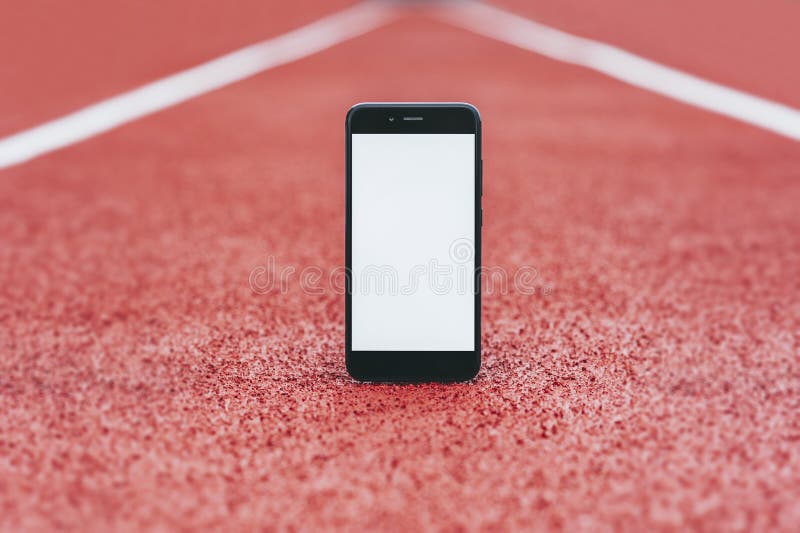 Mock Up Smartphone at the Stadium for Running. Concept on the Topic of ...