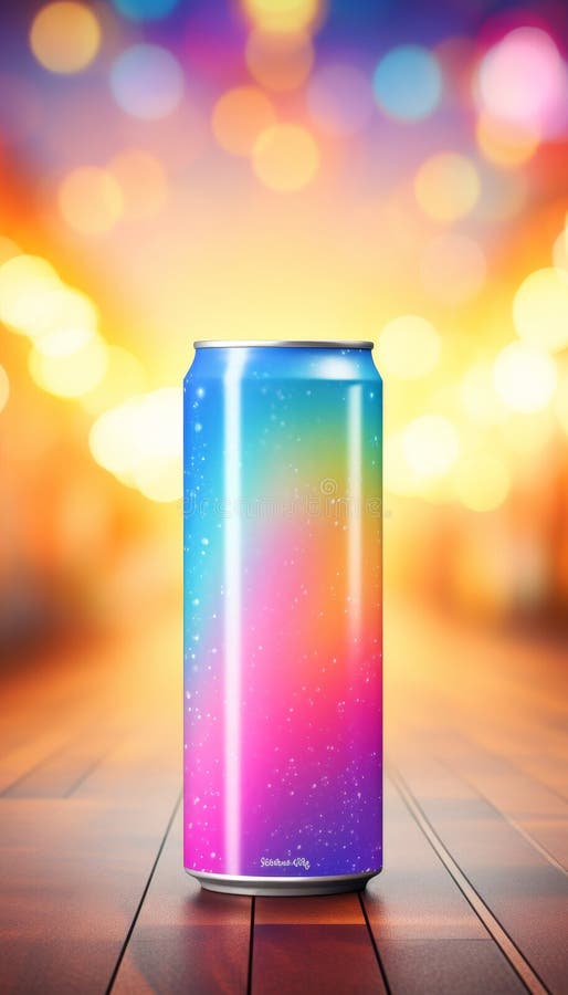 Mock Up of a Soft Drink Aluminum Can on Abstract Background with Space ...