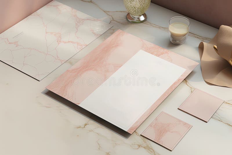 A Mock Up of a Spa Menu with a Soft Pink and Marble Background Stock ...