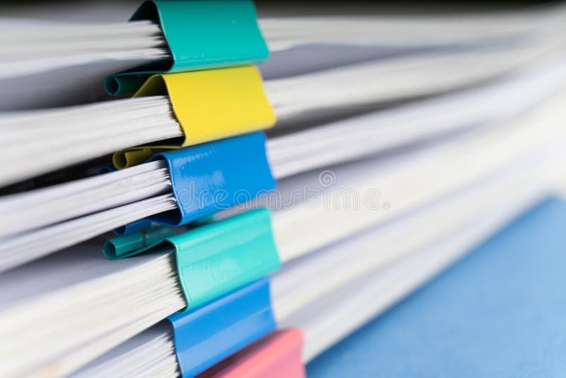 Mock Up, Stack of Papers Documents in Archives Files with Paper Clips ...