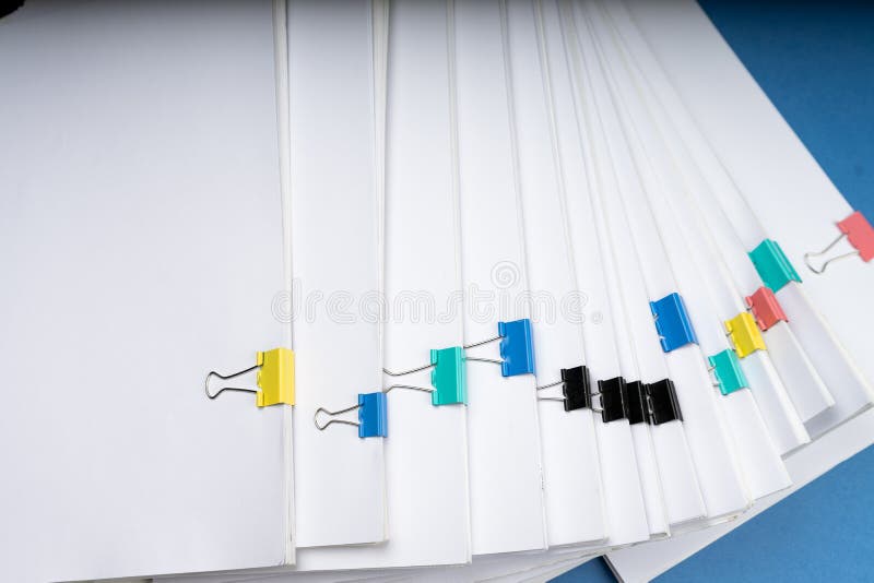 Mock Up, Stack of Papers Documents in Archives Files with Paper Clips ...