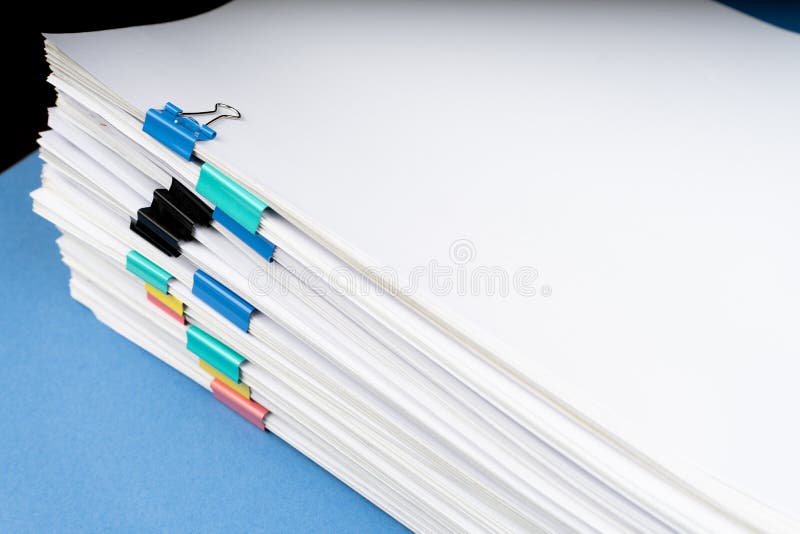 Mock Up, Stack of Papers Documents in Archives Files with Paper Clips ...