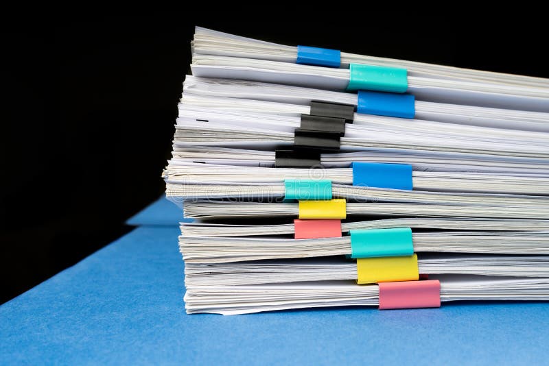Mock Up, Stack of Papers Documents in Archives Files with Paper Clips ...
