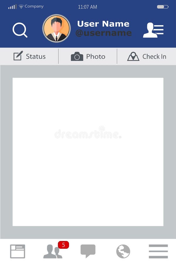 Mock Up Template Account. Photo Frame Post in a Social Network. Browser ...