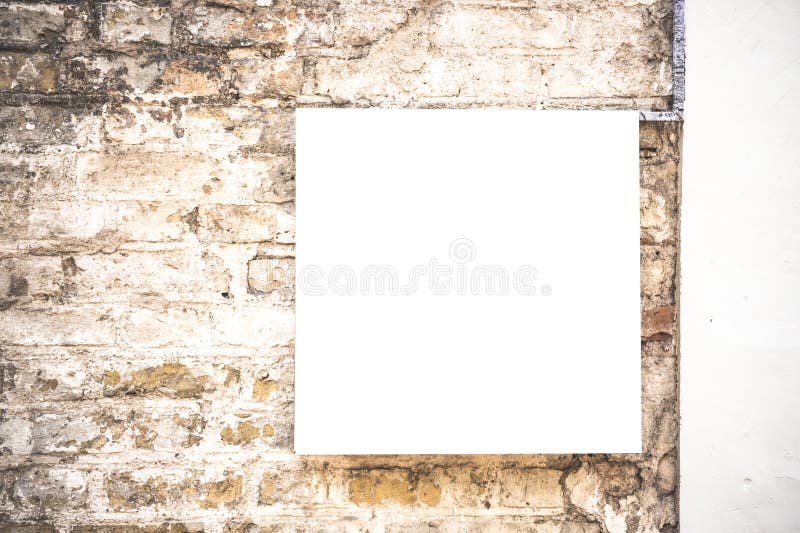 Mock Up Template. Blank Rectangular Signboard Banner Board on Old Wall ...