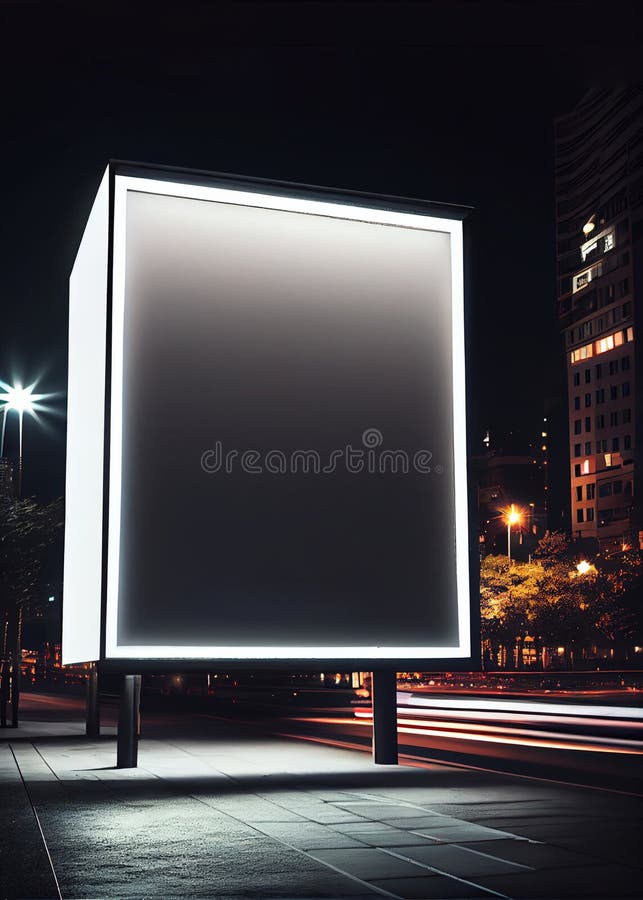 Mock-up of Template Bus Stop Lightbox at Night, AI Generated Stock ...
