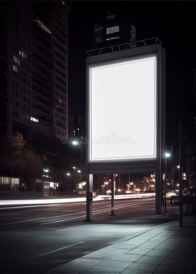 Mock-up of Template Bus Stop Lightbox at Night, AI Generated Stock ...