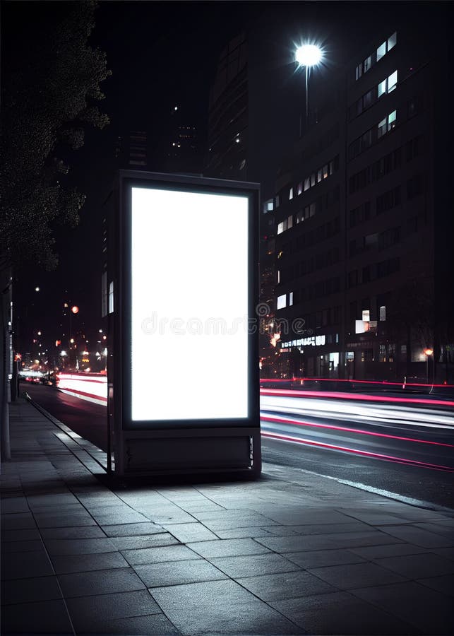 Mock-up of Template Bus Stop Lightbox at Night, AI Generated Stock ...