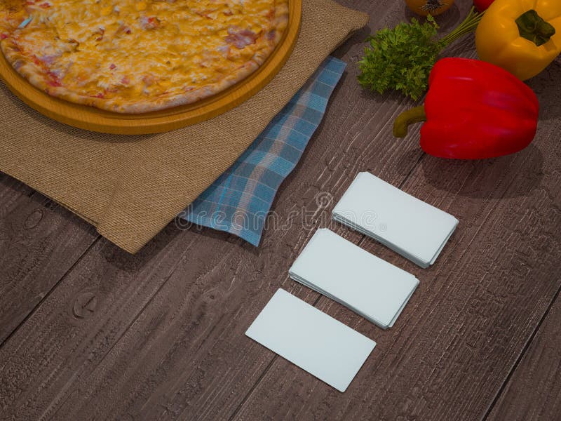 Mock Up Template Pizza on a Wooden Table. Stock Photo - Image of ...