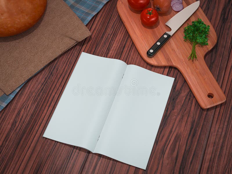 Mock Up Template Pizza on a Wooden Table. Stock Photo - Image of knife ...