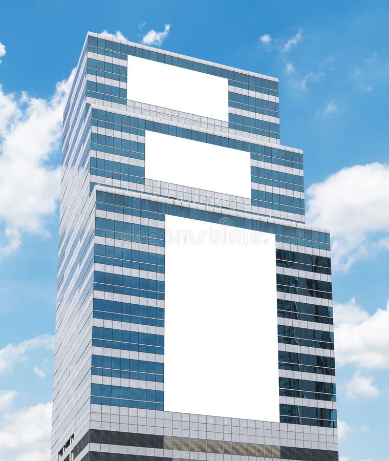 Mock Up Three Vertical and Horizontal Billboard on Building Stock Photo ...