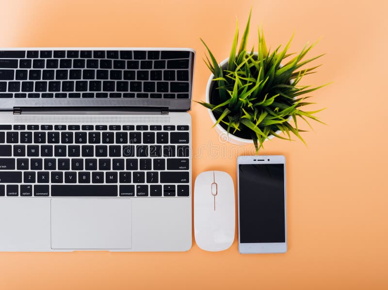 Mock Up Top View Laptop Notebook Computer and Smartphone Stock Photo ...