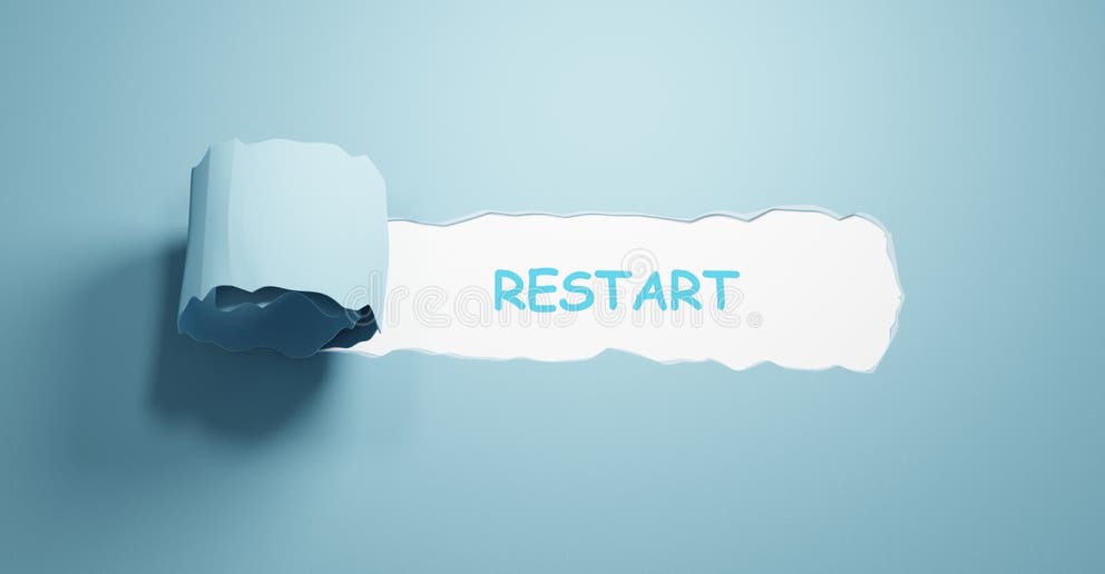 Mock Up with Torn Paper Restart Text. Concept Image Stock Illustration ...